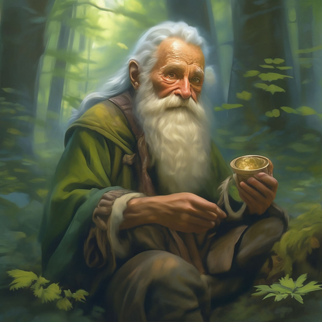 "Dear, kind, forest old man" — image created in Shedevrum
