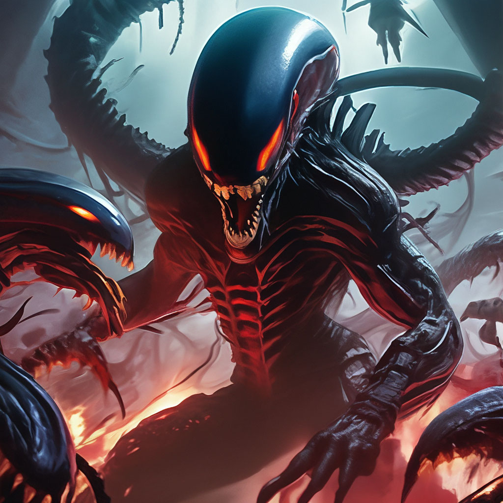 "Alien+carnage" — image created in Shedevrum