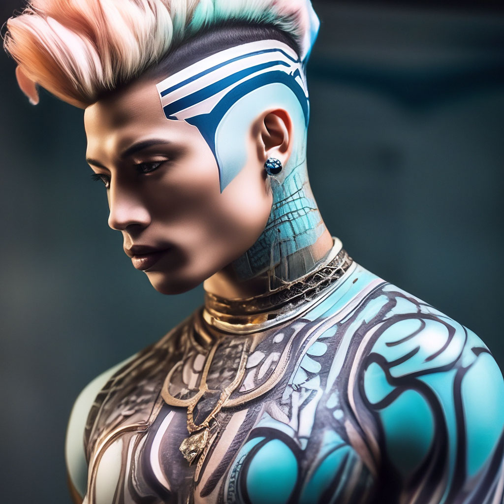 "Male body art in light colors, exotic appearance, with exotic ...