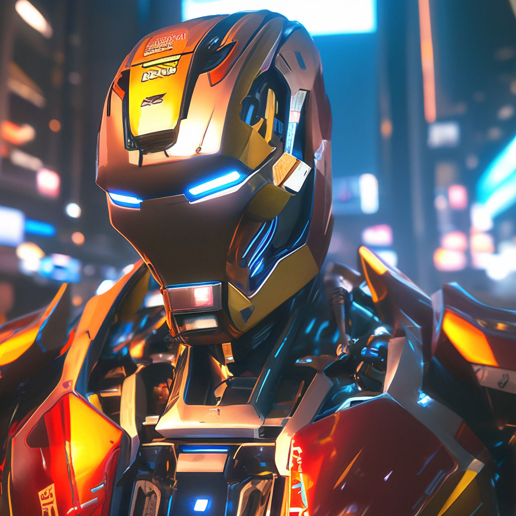 "Hybrid terminator+iron man, , aesthetically pleasing, beautiful ...