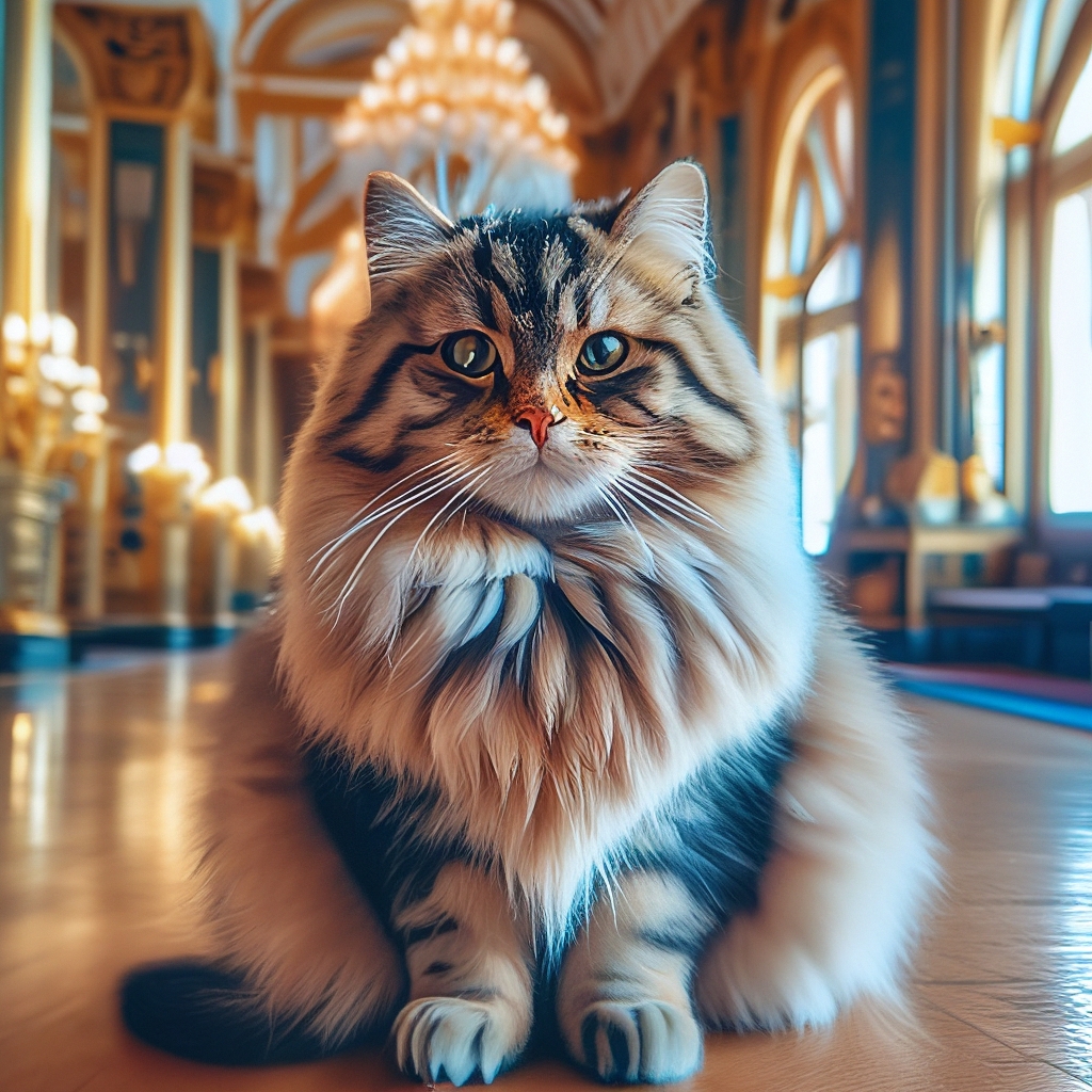 "Fluffy beautiful cat on duty at the Hermitage. aesthetically pleasing ...