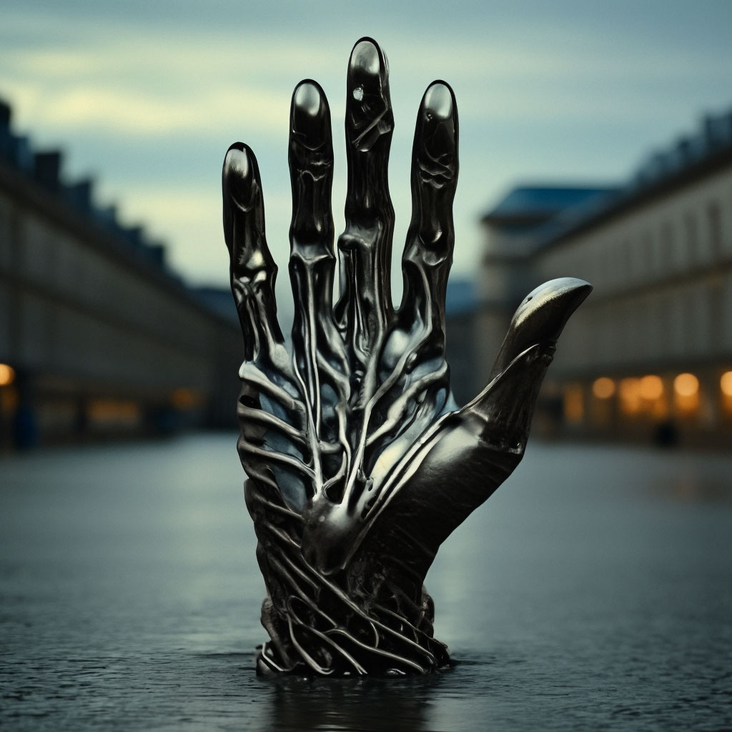 "The picture shows a strange object that looks like a giant hand made ...