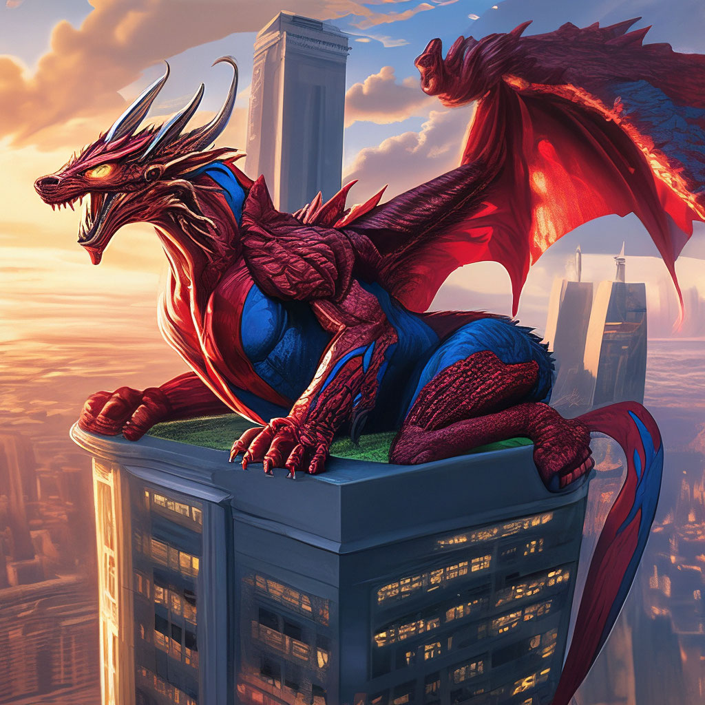 "The dragon lies on a skyscraper from Spider-Man across the universes ...