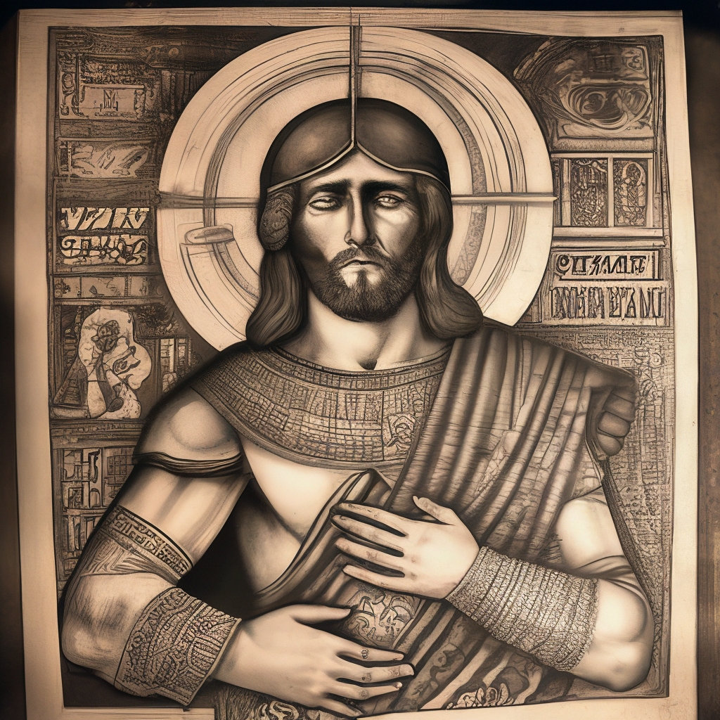 "Gnostic drawing on papyrus. Promandros is a human being. inscriptions ...