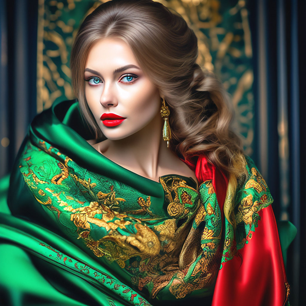 "Pavlo-Pasadsky shawl, elegant lady, high fashion, perfect image ...