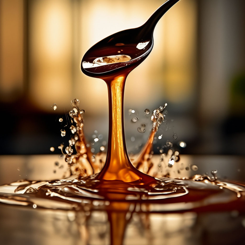 "Spoon dripping effect, professional photo" — image created in Shedevrum