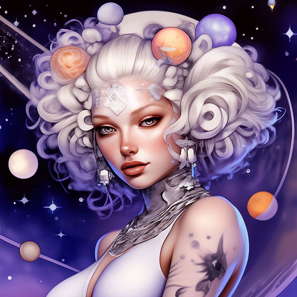 "Sensual alien-white-blonde refined face ,tattoo body art, Dolce ...