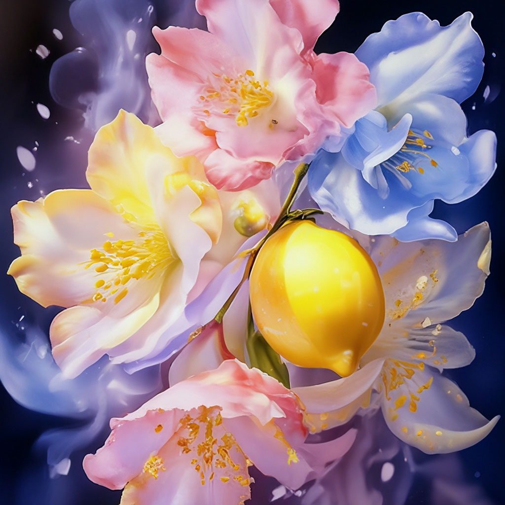 "Delicate watercolor, hyperrealism, pastel colors, detailed drawing ...