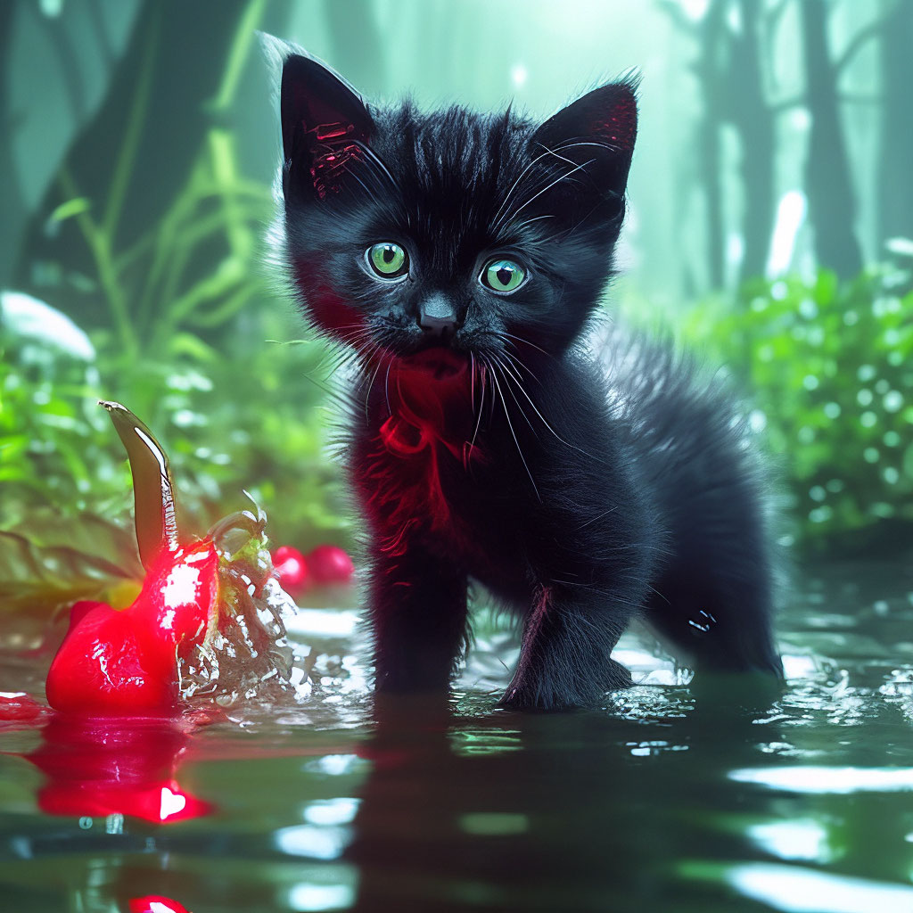 "Black kitten, the embodiment of evil🐈⬛🏴☠️ a black kitten walks through ...