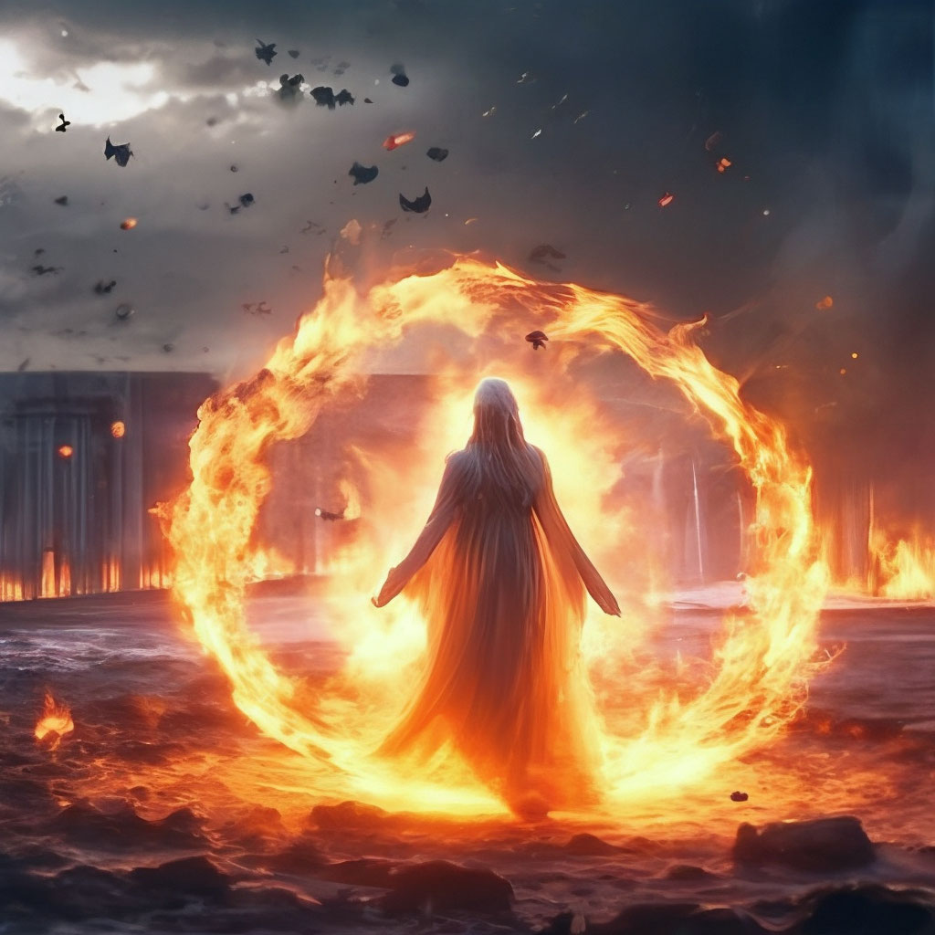 "Fiery ghost in a circle of fire,ether,butterfly effect" — image ...