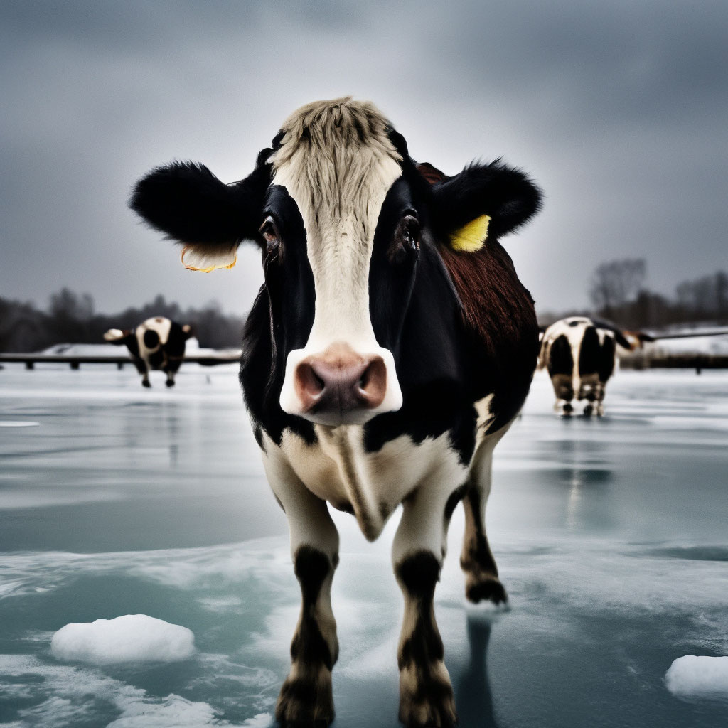 "Like a cow on ice" — image created in Shedevrum