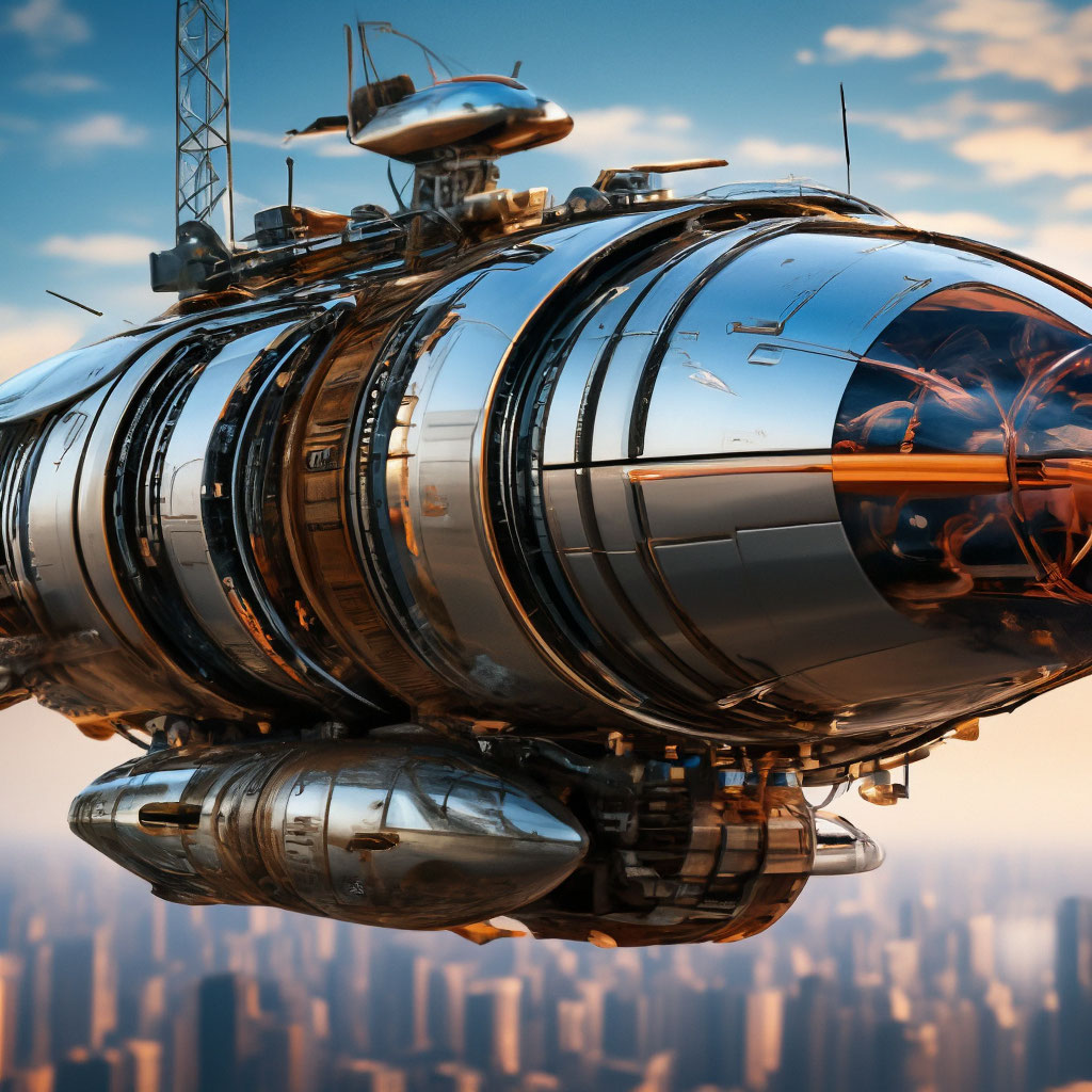 "Futuristic airship, aesthetically pleasing, beautiful, realistic ...