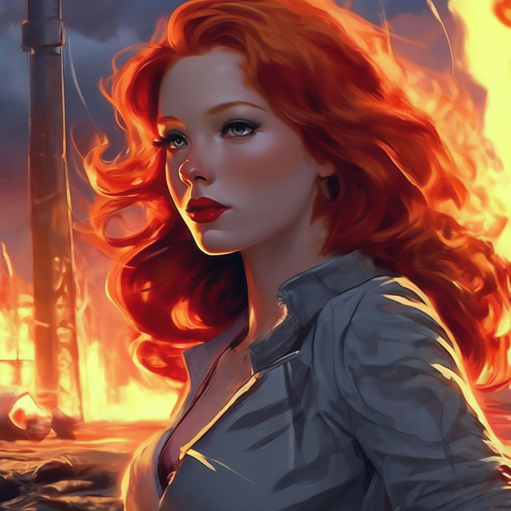 "A very beautiful redhead, Pixar, in the style of the 1960s. bright red ...