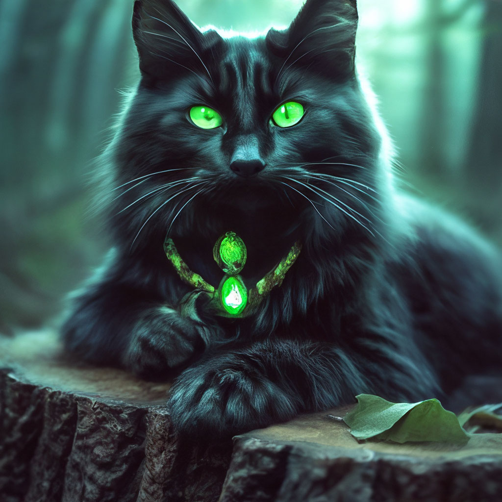 "The cat Bayun. A black sorcerer cat with green eyes from Slavic fairy ...