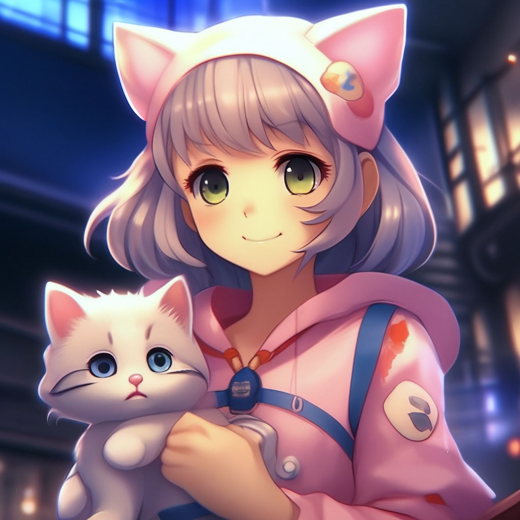 "Kitten hapi in anime" — image created in Shedevrum