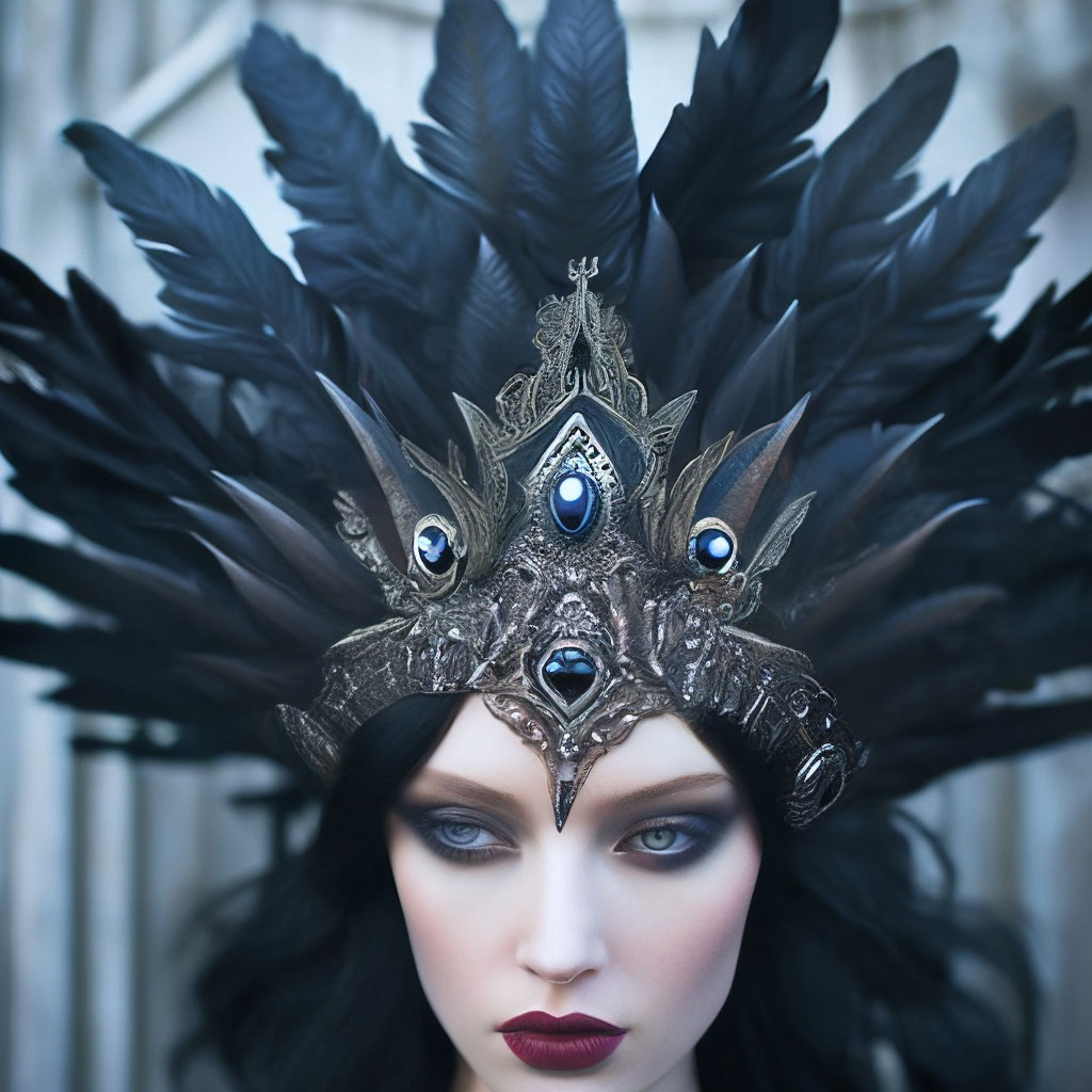 "Crown of raven feathers" — image created in Shedevrum