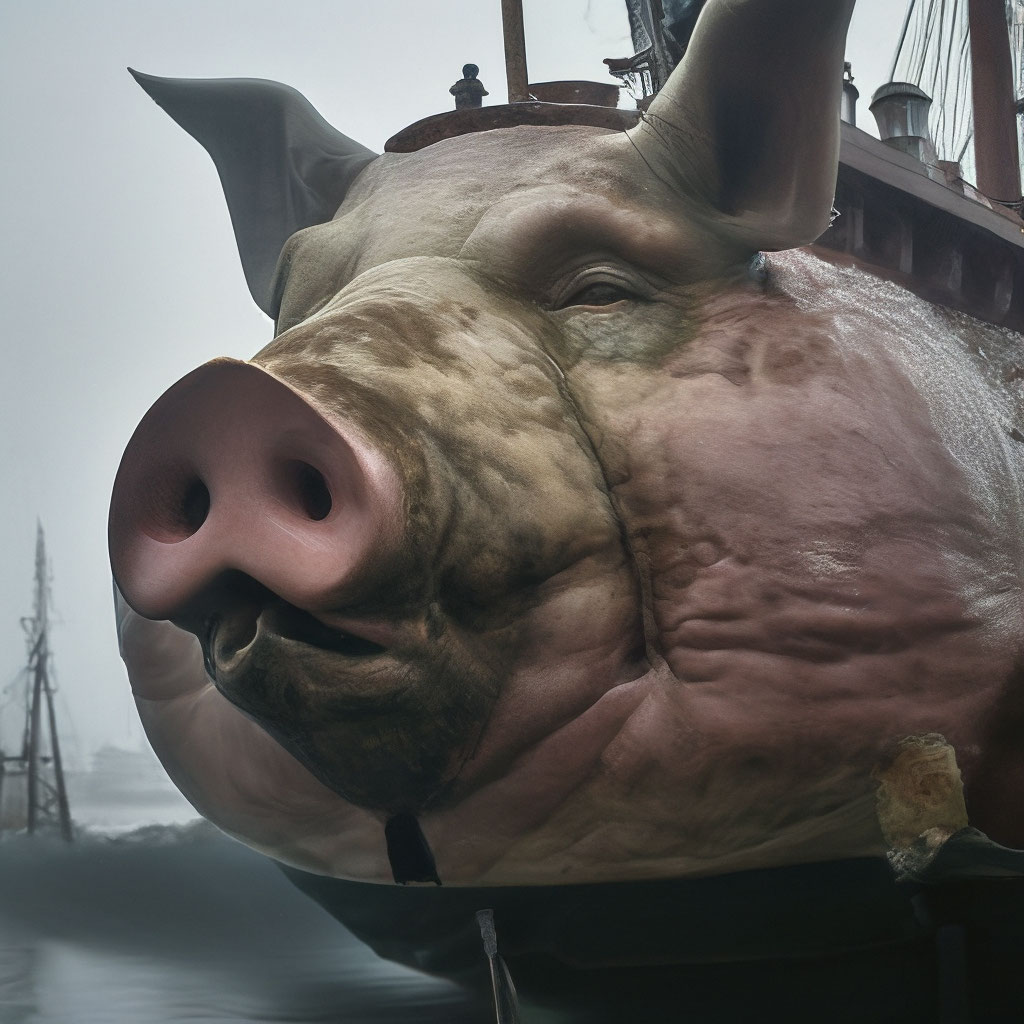 "The ship is carrying the world's fattest giant huge pig that occupies ...