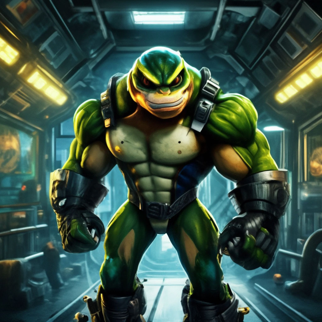 "Battletoads in space station with enemy-zomby, 4k" — image created in ...