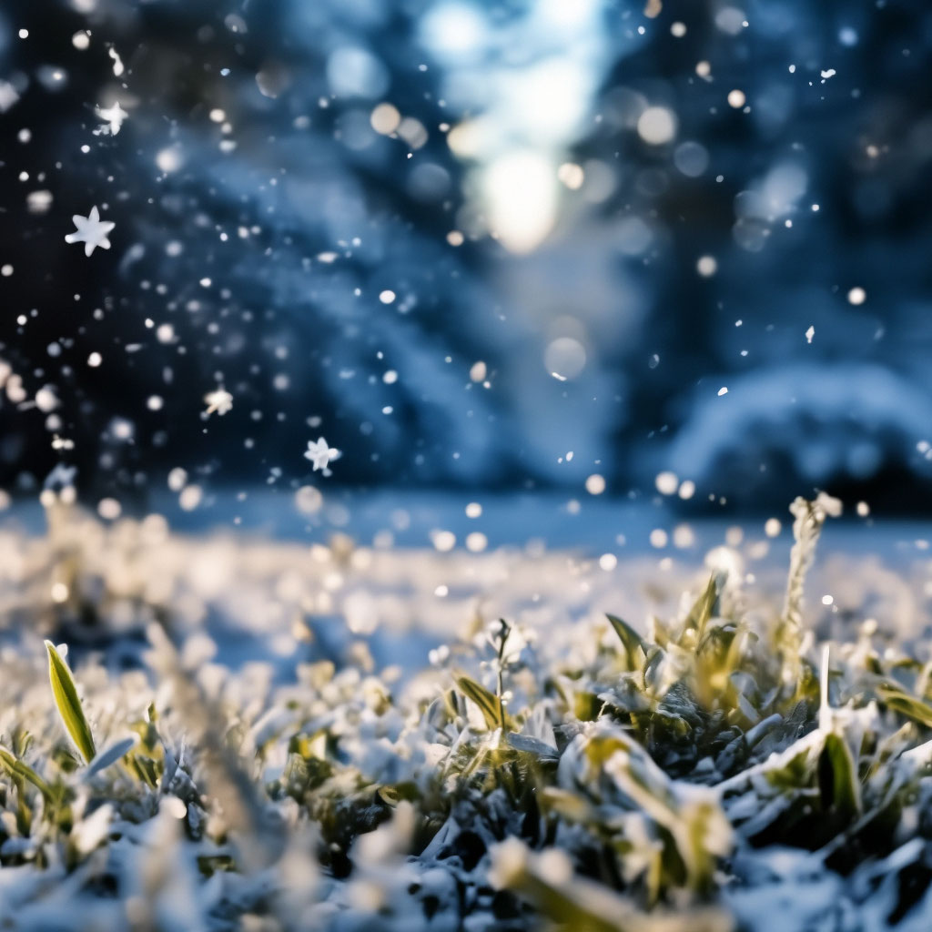 "Falling snowflakes on a frosty morning" — image created in Shedevrum