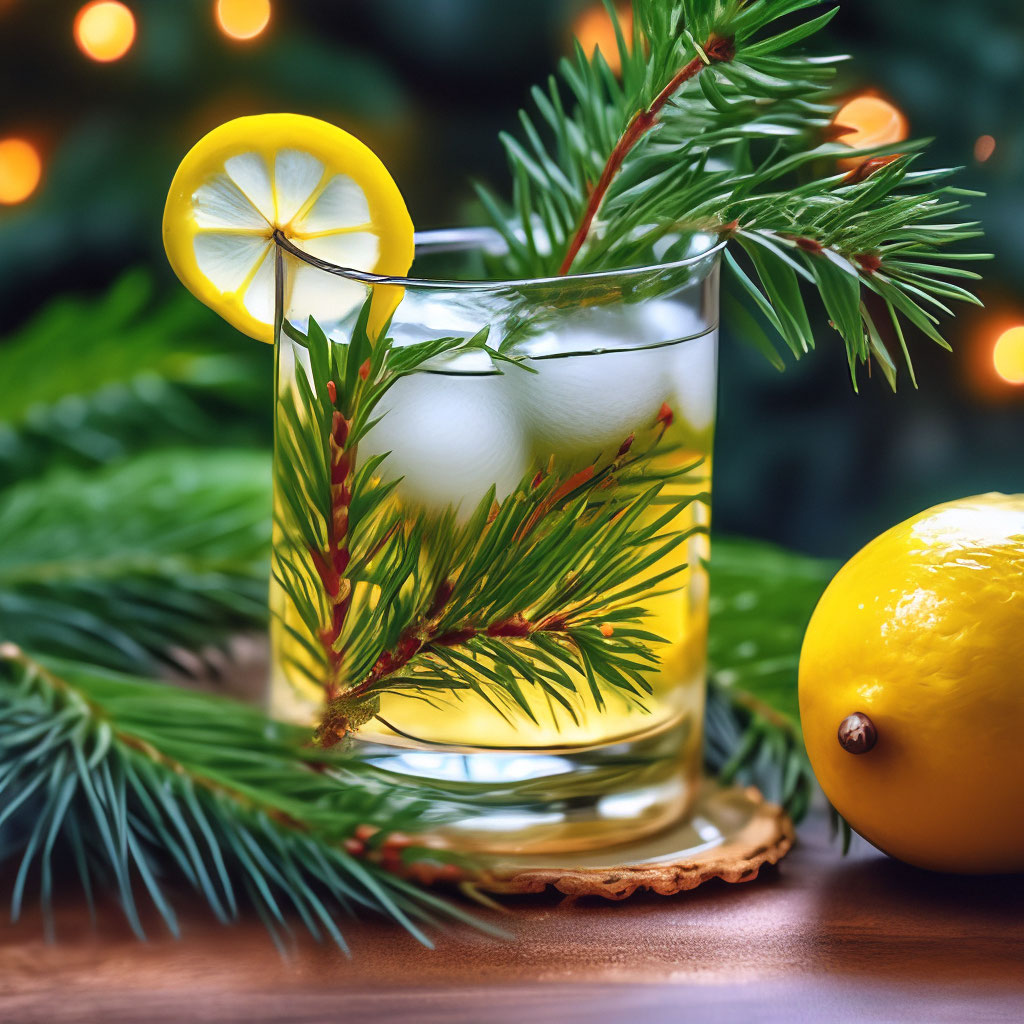"Pine needles drink with lemon juice, aesthetically pleasing, beautiful ...