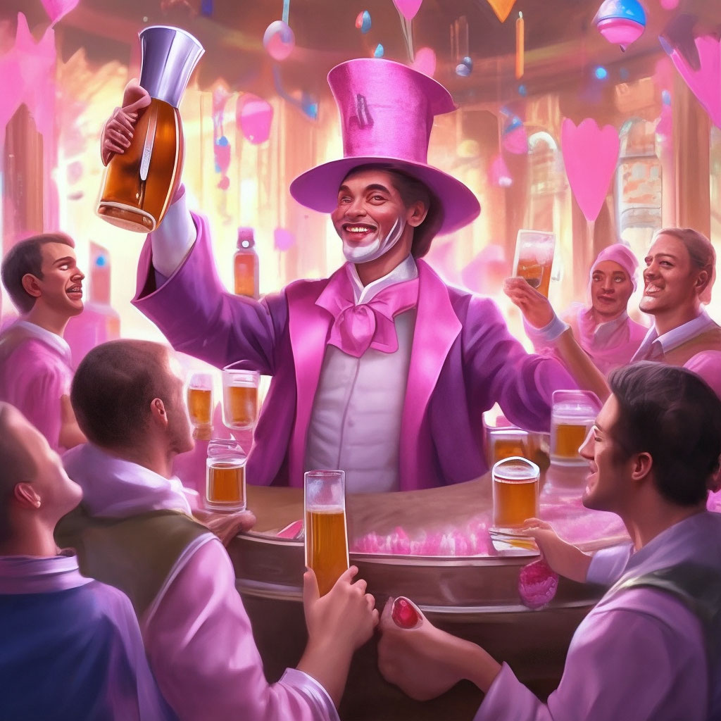 "The pink magician who pours beer for everyone is very strong" — image ...