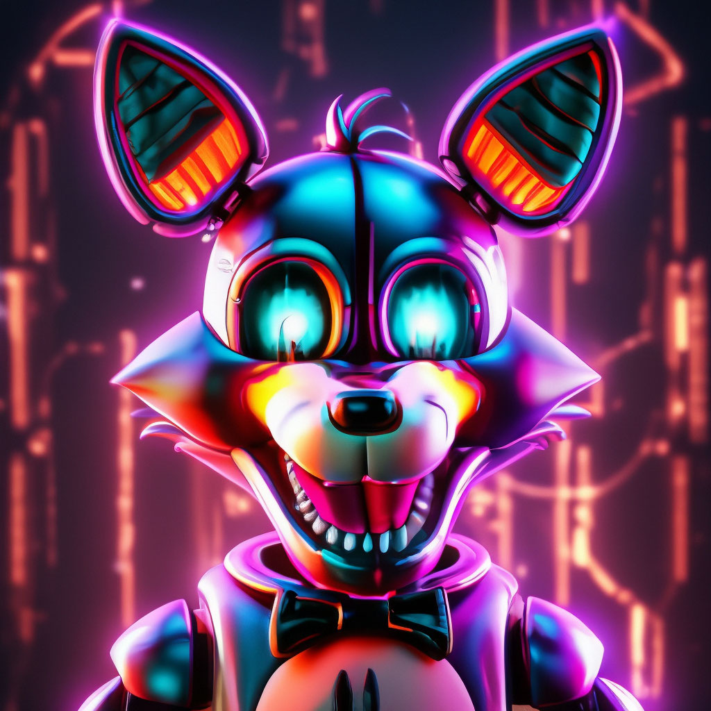 "Foxy fnaf neon" — image created in Shedevrum
