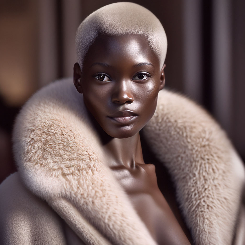 "Beautiful dark-skinned girl, portrait, skin, pores, skin texture ...