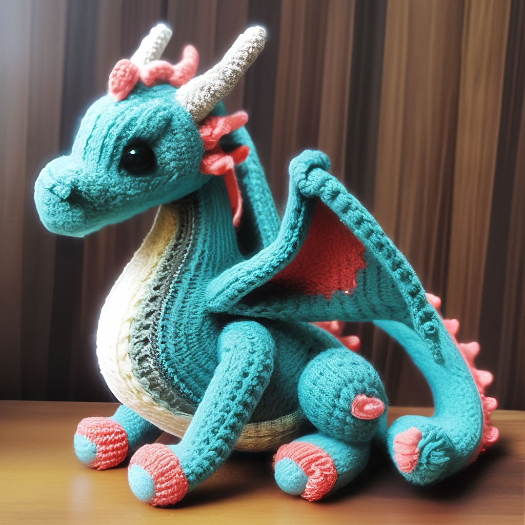"Dragon crocheted" — image created in Shedevrum