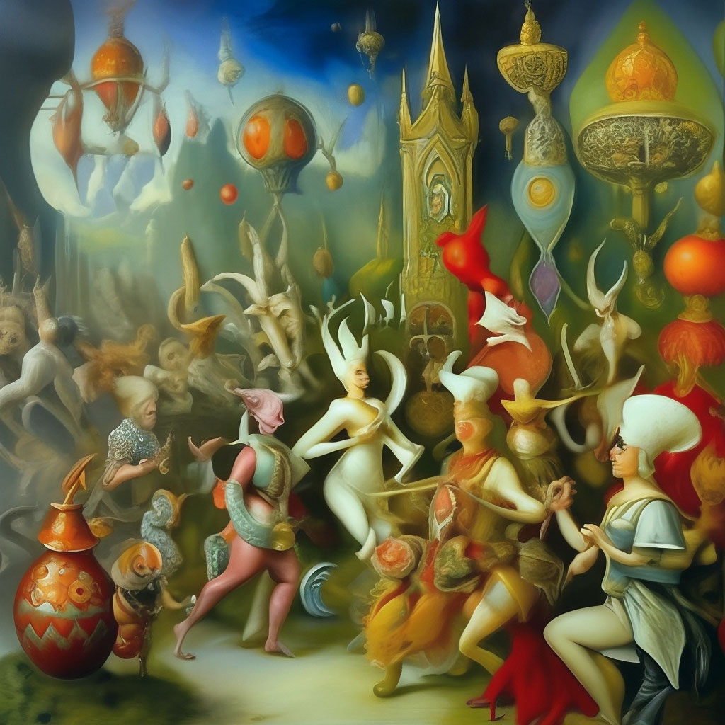 "Garden of earthly delights, grotesque, strange creatures of Bosch ...