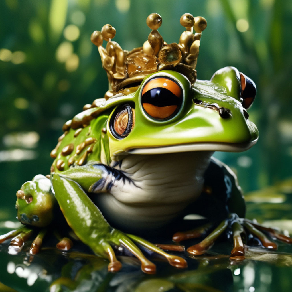 "Frog princess, beautiful, realistic" — image created in Shedevrum