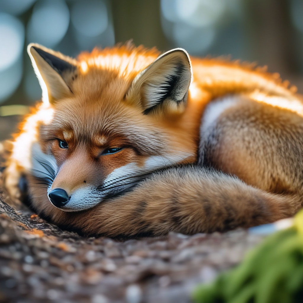 "The fox curled up" — image created in Shedevrum