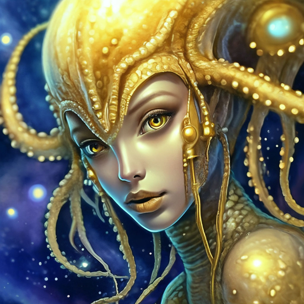 "Watercolor, black-gilt ink, ink drawing, 4k, fantastic magical space ...