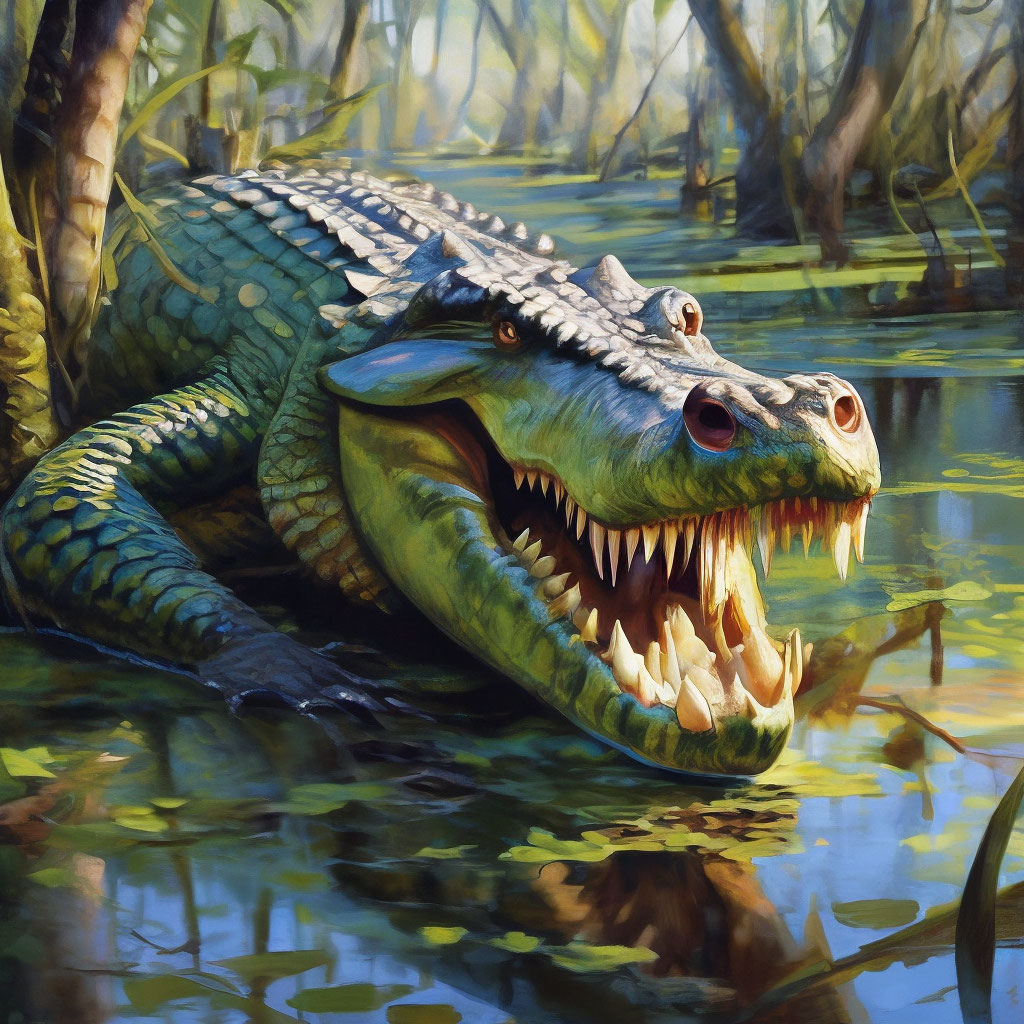"Swamp crocodile" — image created in Shedevrum