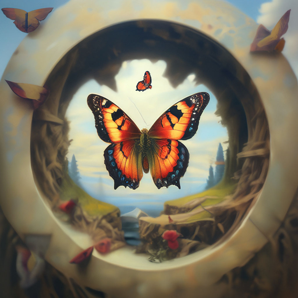 "Butterfly in the hole" — image created in Shedevrum