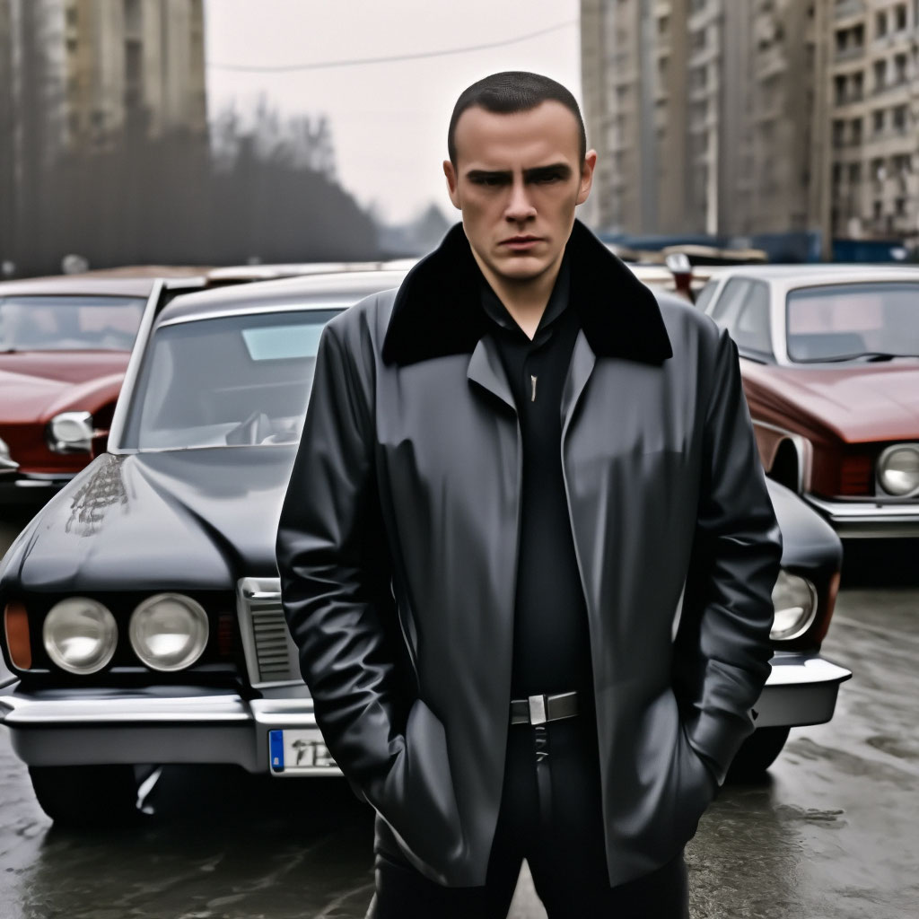 "Mafia in russia in the 90s" — image created in Shedevrum
