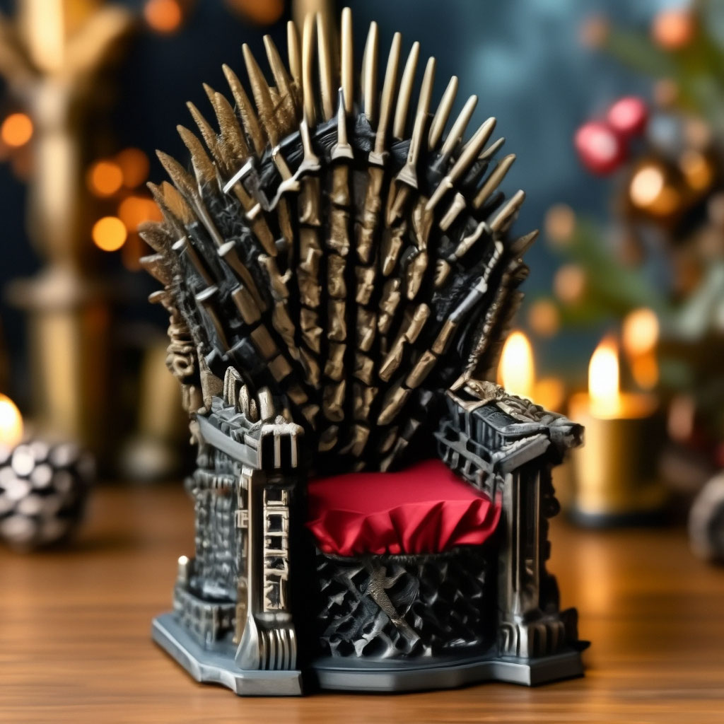 "Christmas Tree Toy Iron Throne" — image created in Shedevrum