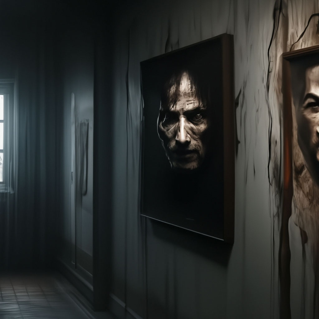 "Photorealism shadows on the wall in the style of Rembrandt, deep ...