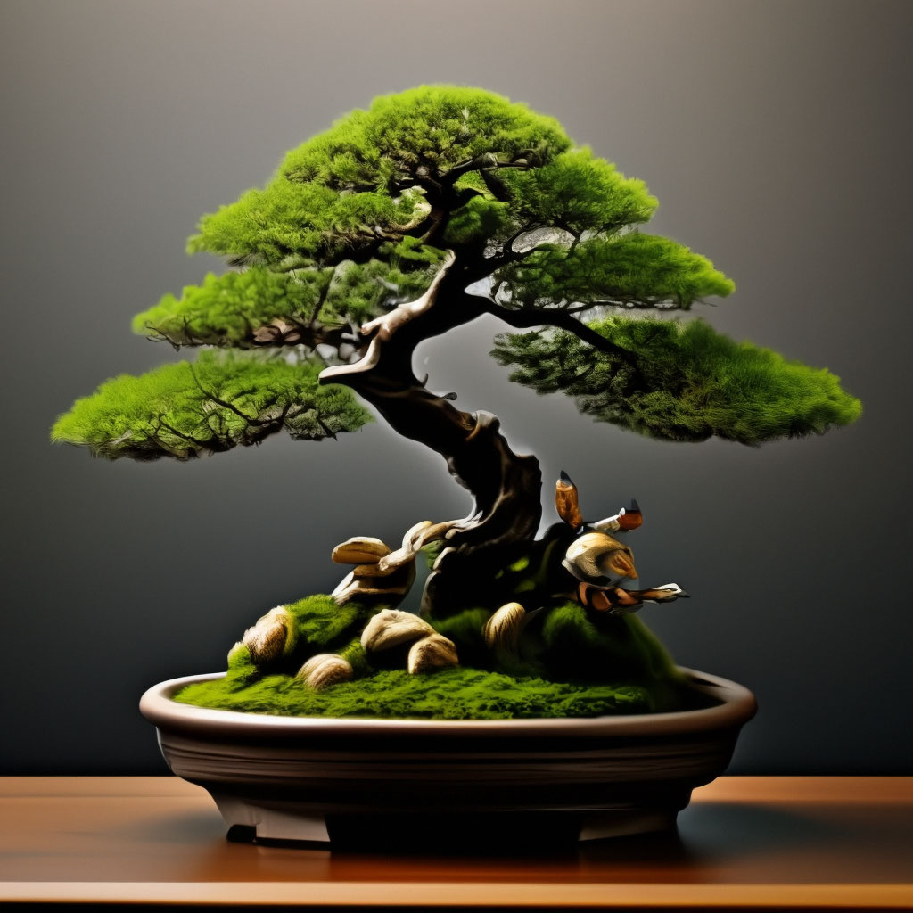 "Bonsai+hare+ikebana" — image created in Shedevrum