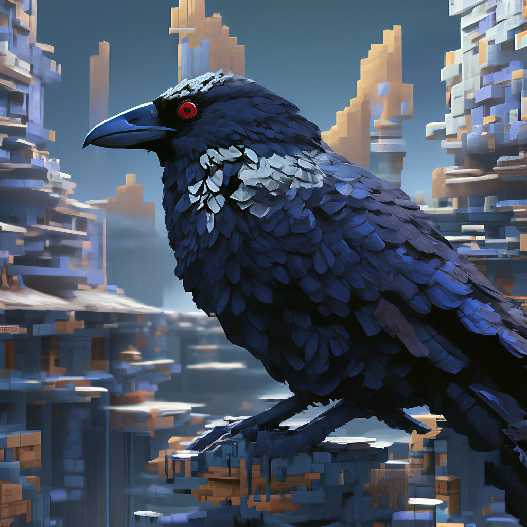 "Digital crow-hacker, volume, detail, texture, 8k" — image created in ...