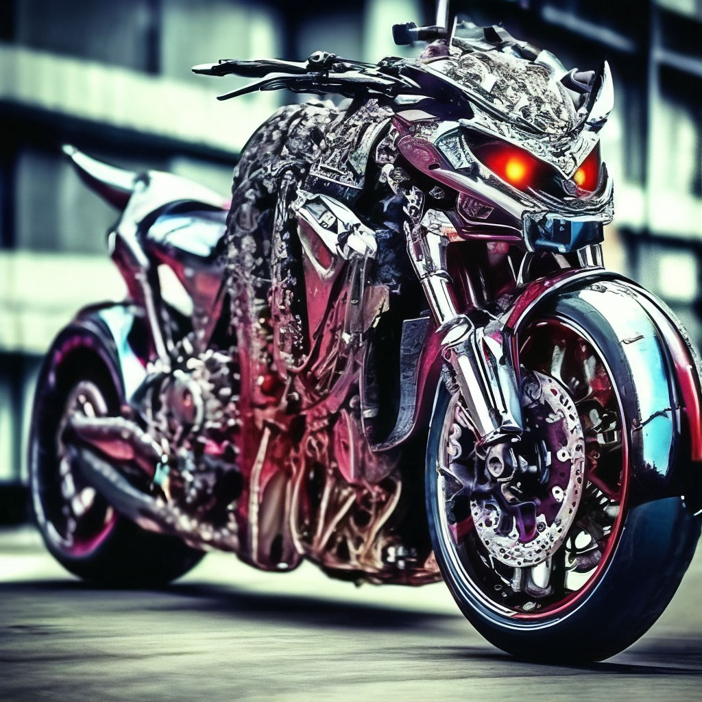 "🏍 Motorcycle with demonic tuning, cool motorcycle, horror motorcycle ...