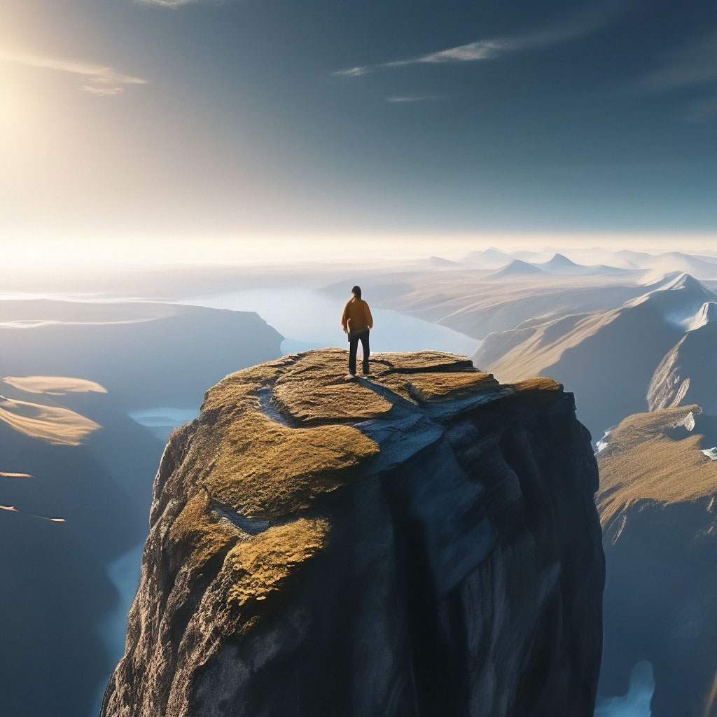 "I'm standing on the edge of the earth detail high quality real photo ...