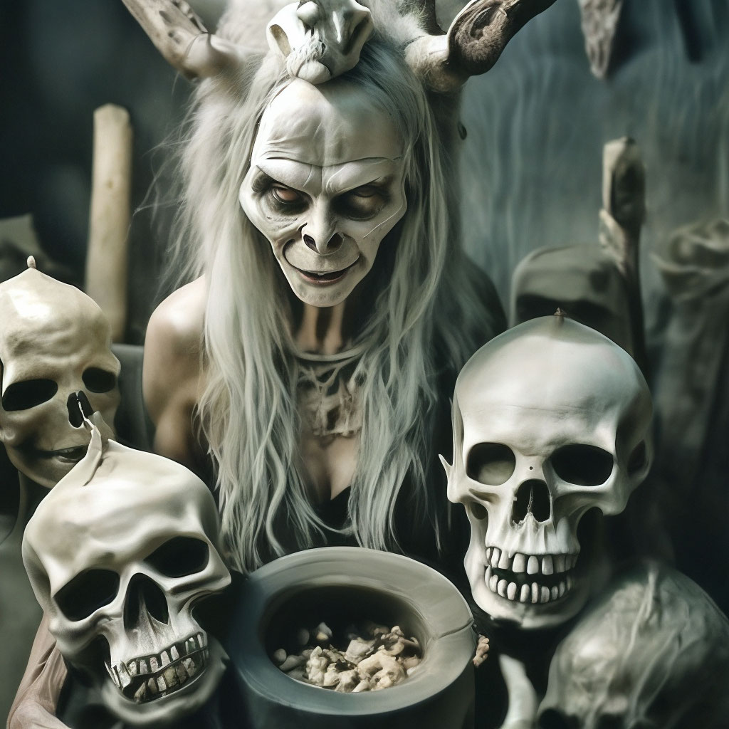 "Scary and vile baba yaga, bone leg,humpback, sharp teeth, high quality ...