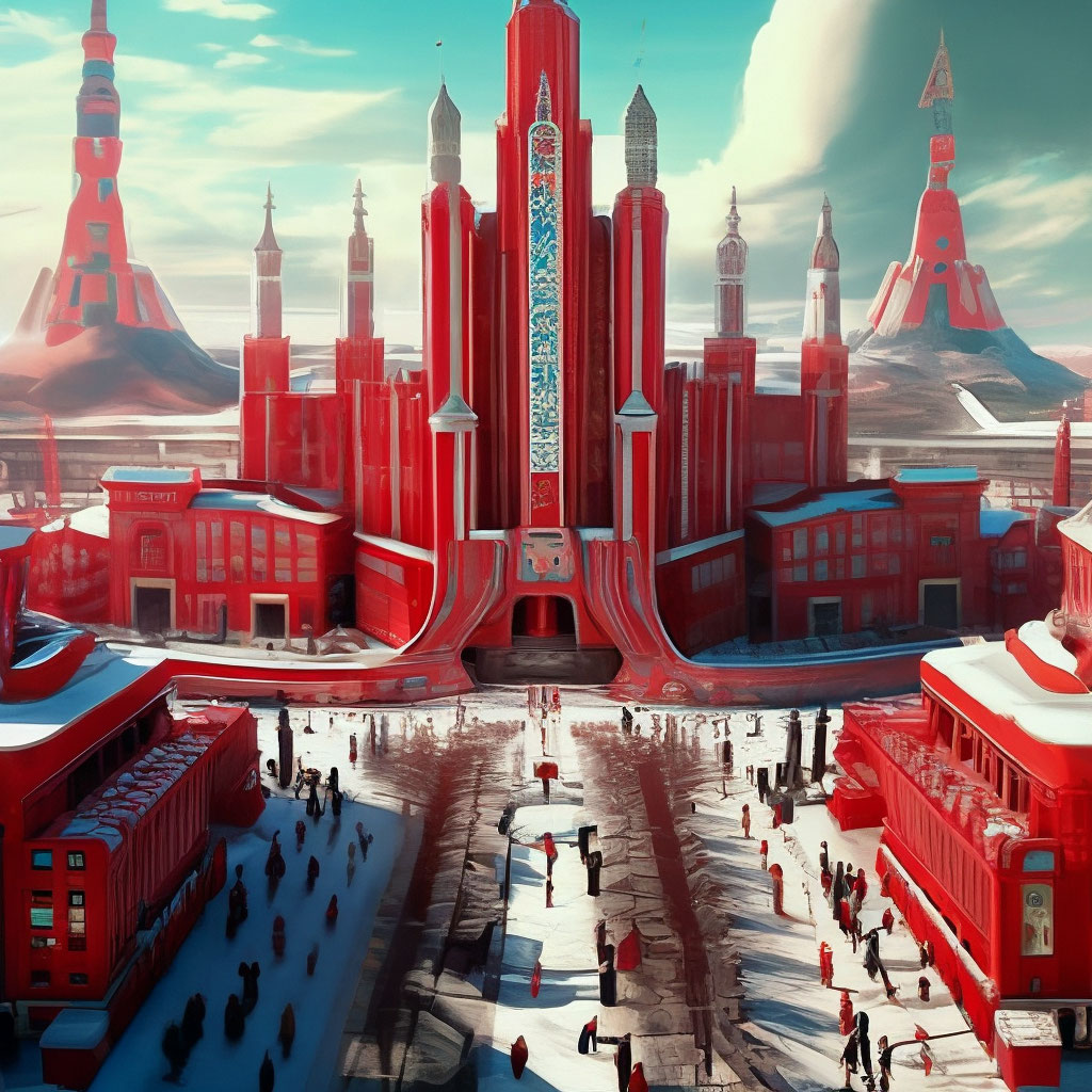 "Red Square rebuilt by Gaudi in retrofuturistic communist style ...