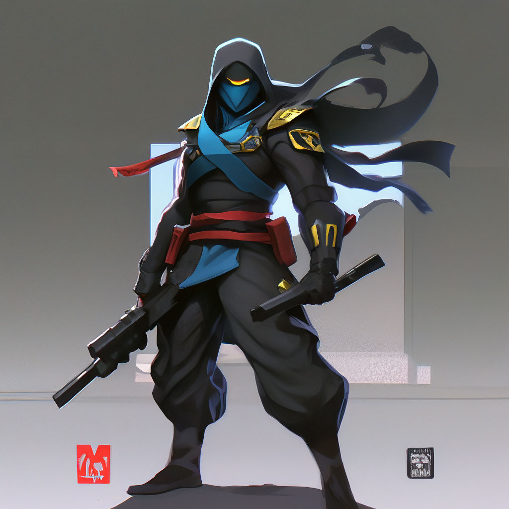 "Ninja sub Zero stands , stands with a gun epic" — image created in ...