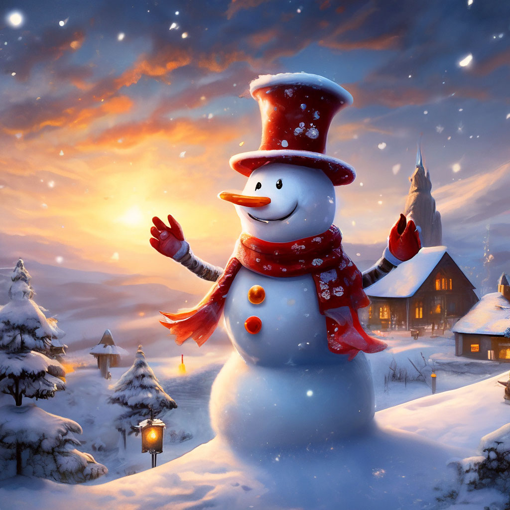 "The snowman wishes everyone a good morning" — image created in Shedevrum