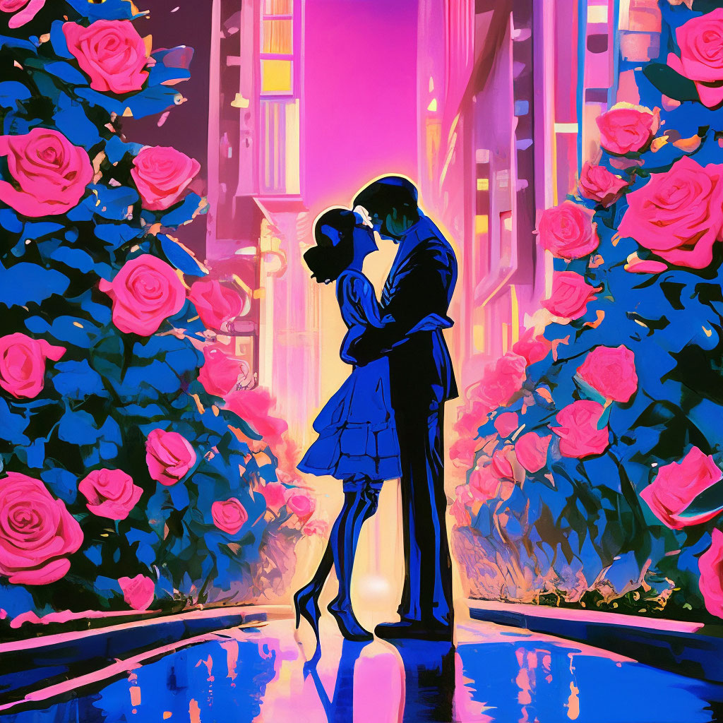 "Night rendezvous on the Boulevard of roses...(realistic, rose street 🥀 ...