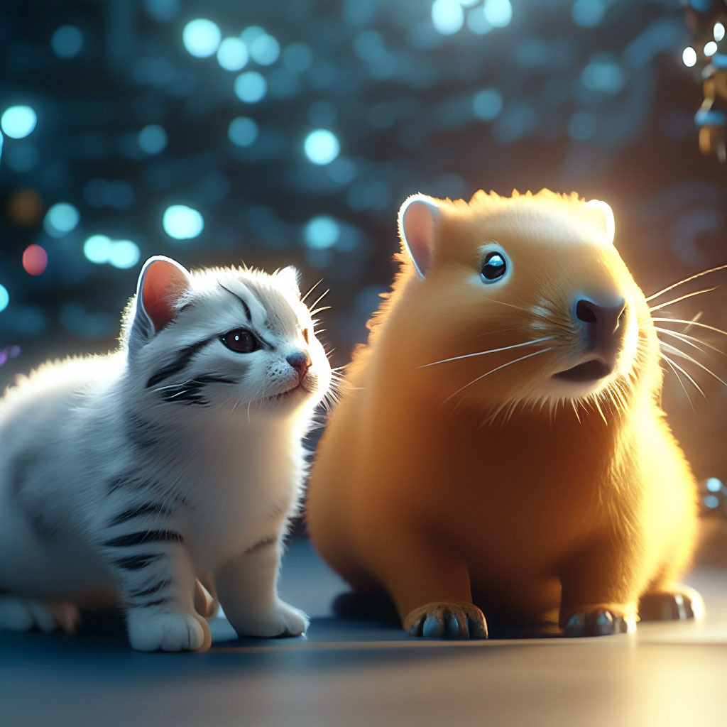 "Capybara+cat" — image created in Shedevrum