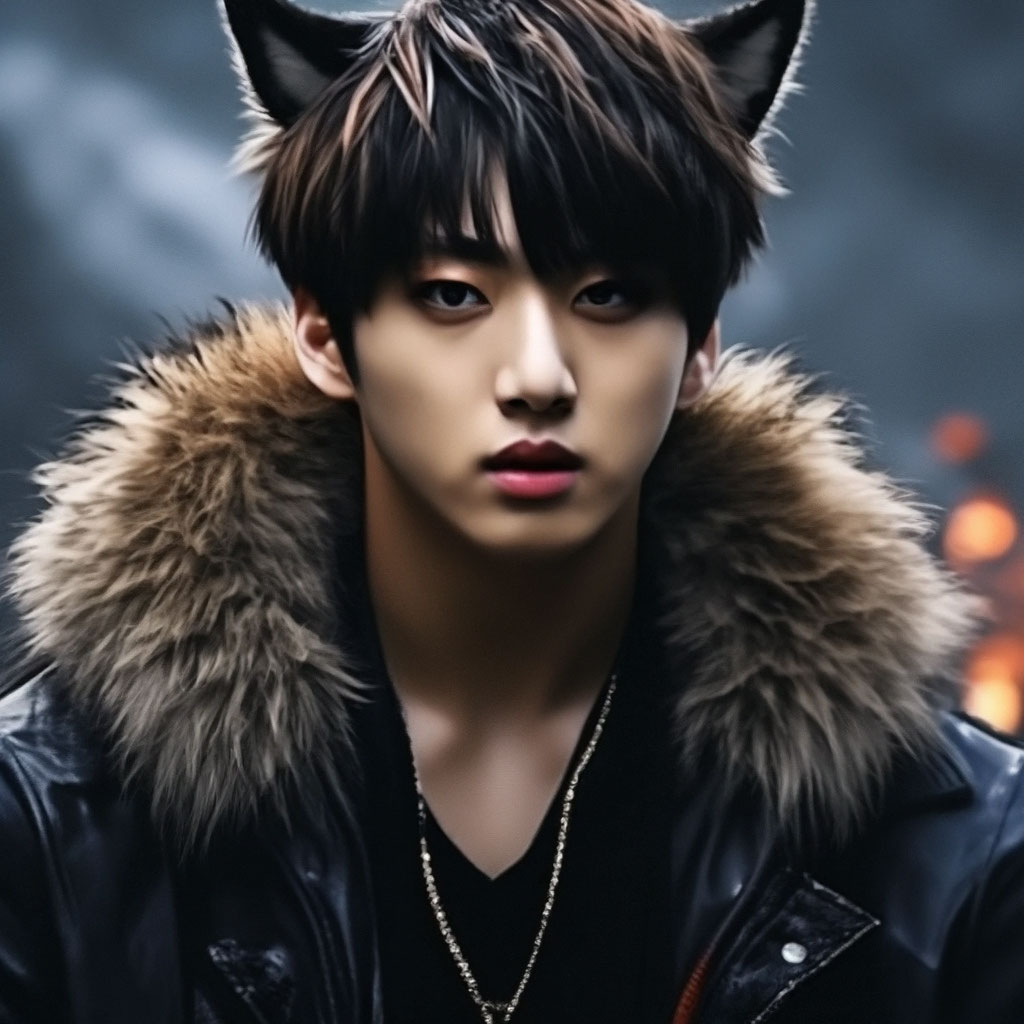 "Jk bts turns into a wolf" — image created in Shedevrum