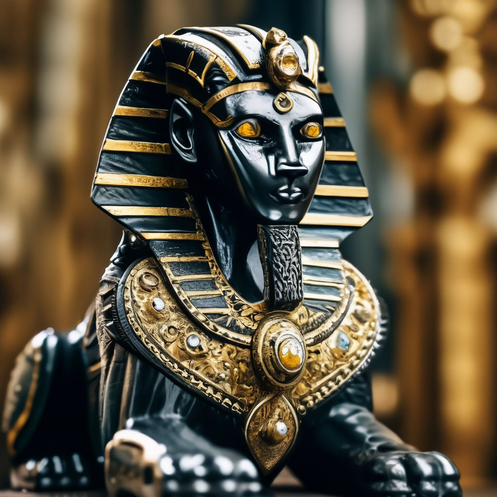 "💈 Sphinx statuette, epic background, gorgeous lifelike, moody jade and ...