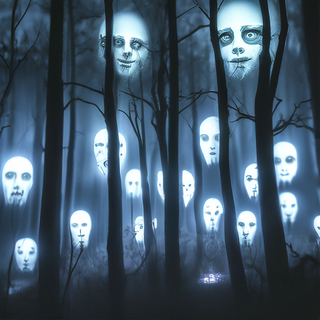 "Landscape, night, forest, from the darkness of the forest pale ...